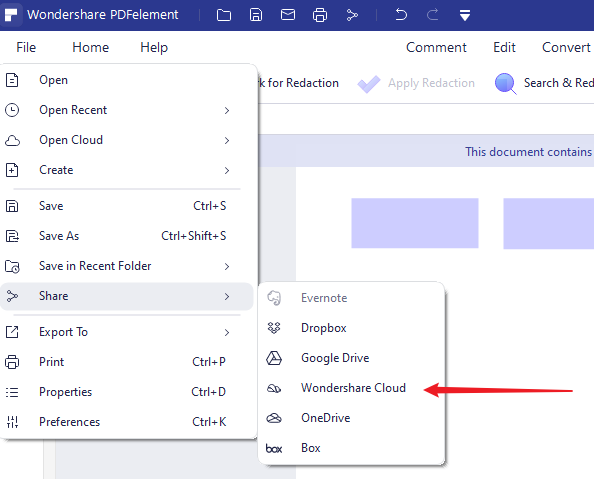 save documents to Document Cloud in PDFelement